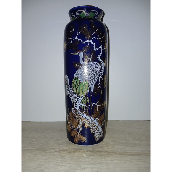 Artmark | Accents | Artmark Japanese Cobalt Blue Vase With Red Crested ...